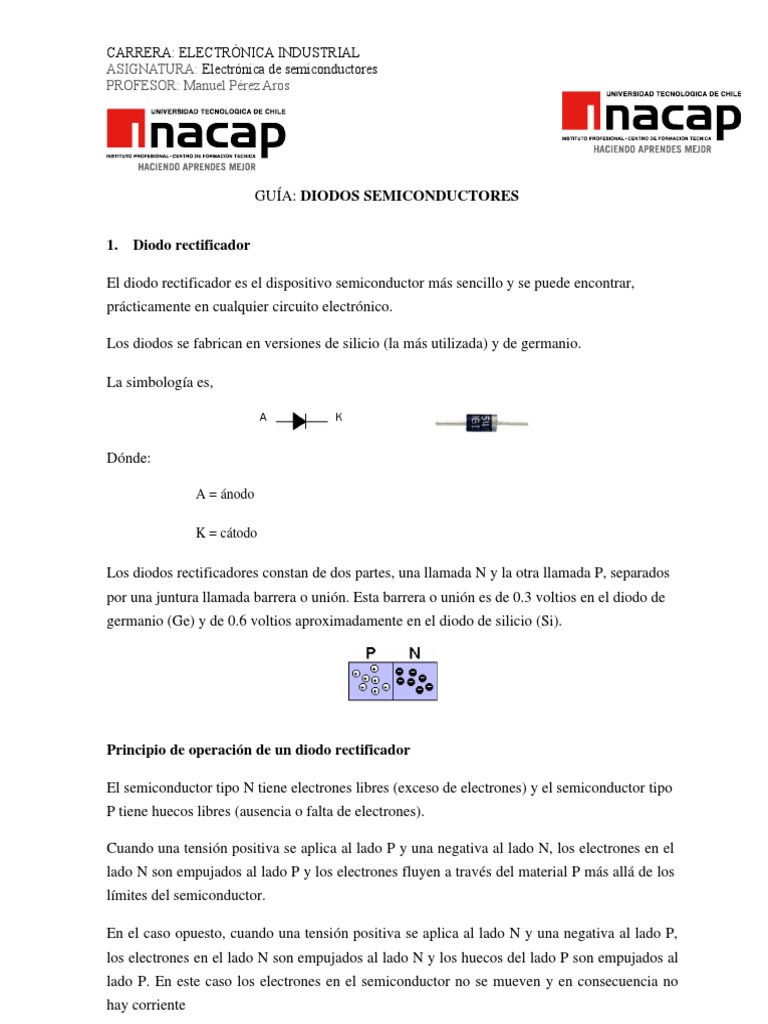 Guia 2 Diodos Semiconductores | PDF | Diodo | Rectificador