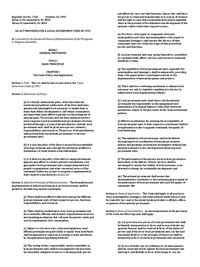 Local Government Code | PDF | Local Government | Government
