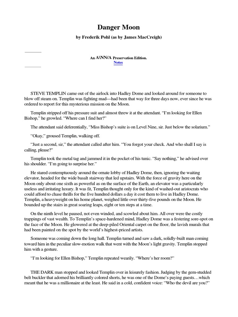 Frederik Pohl - Danger Moon | PDF | Moon | Rocket