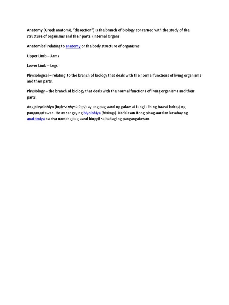 Anatomy: Anatomy (Greek Anatomē, "Dissection") Is The Branch of Biology ...