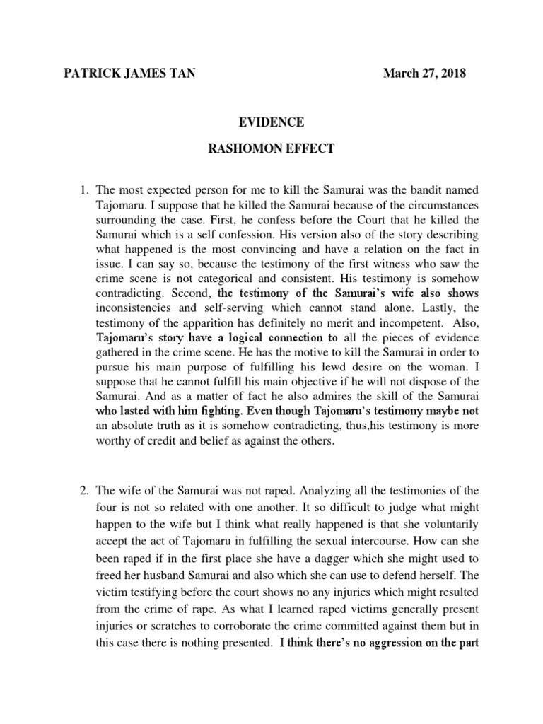 Rashomon Effect | PDF | Hearsay | Witness