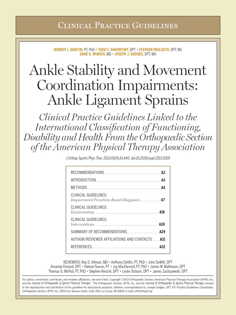 Guideline - Ankle Stability and Movement Coordination Impairments ...