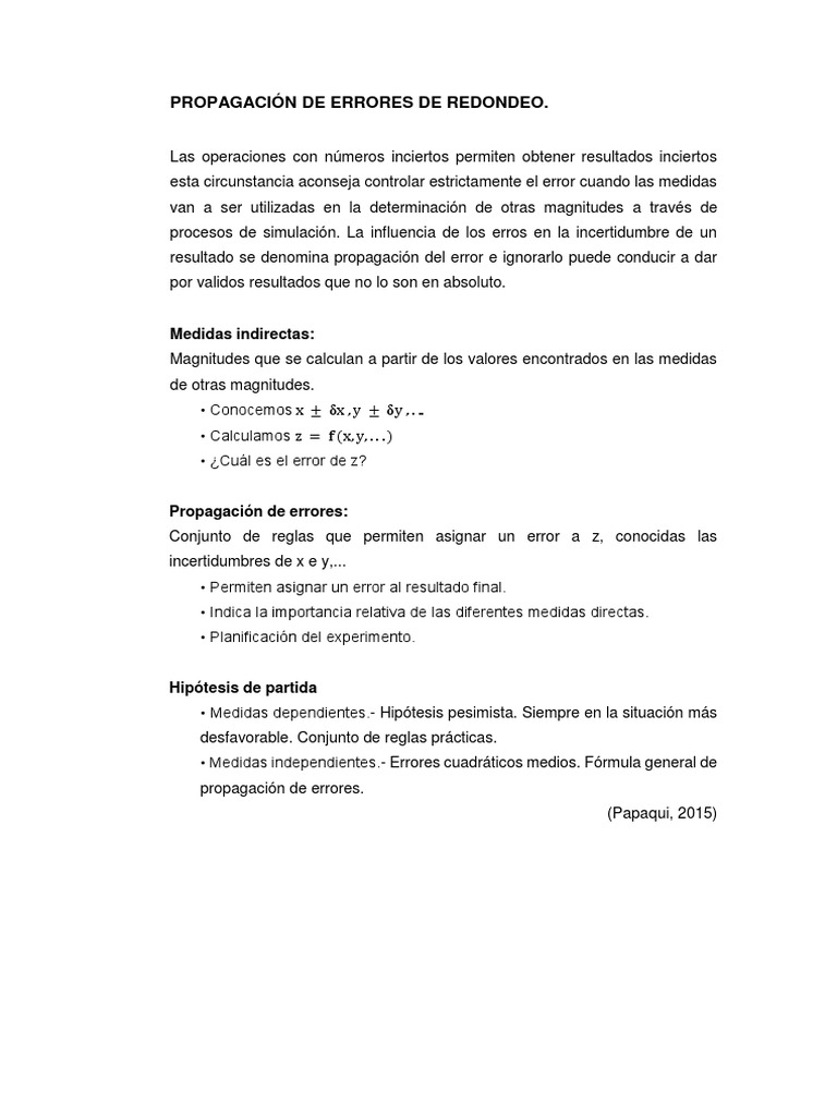 Propagación de Errores de Redondeo | PDF | Medición | Análisis