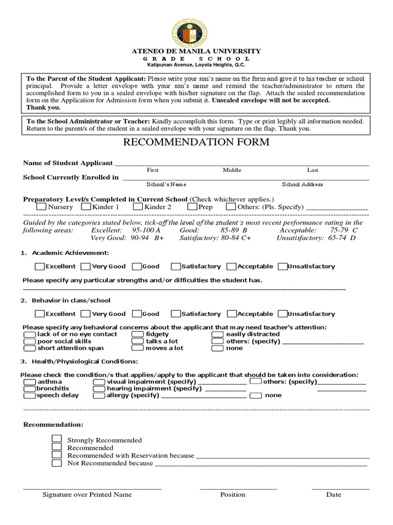 Grade 1 Recom Form PDF | PDF | Behavioural Sciences | Cognition