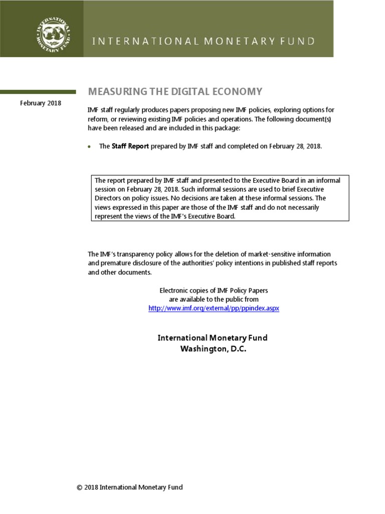 Measuring The Digital Economy: International Monetary Fund Washington ...