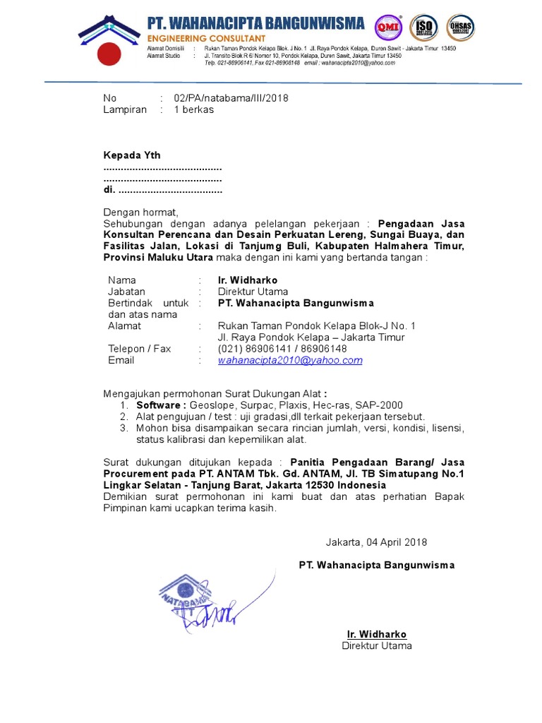 Surat Permohonan Dukungan Alat | PDF Surat Permohonan Dukungan Alat | PDF
