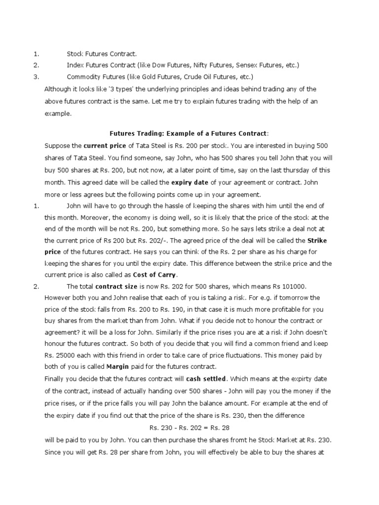 Futures Trading: Example of A Futures Contract | PDF | Business ...