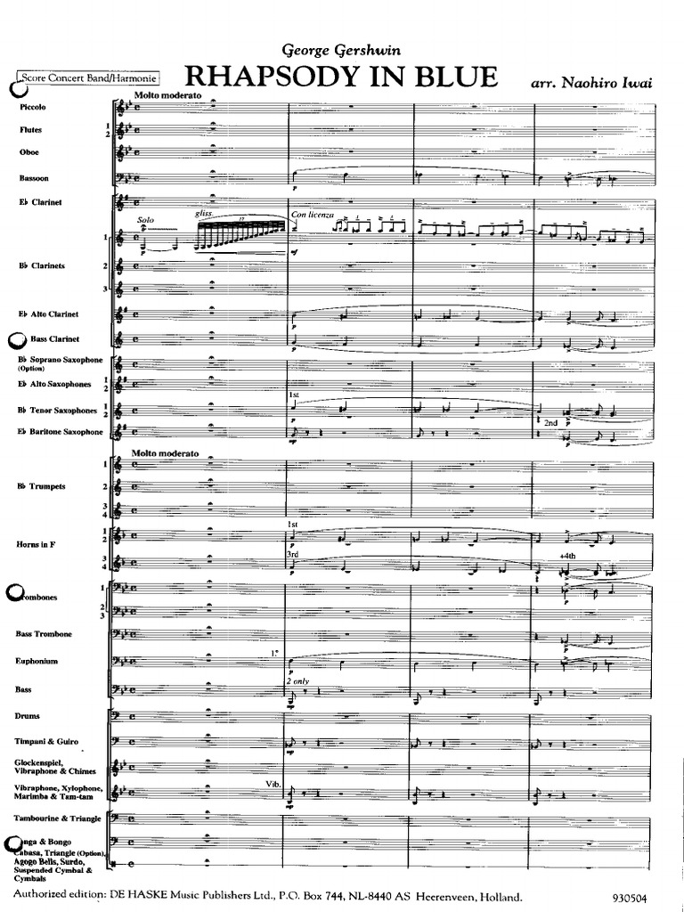 Rhapsody in Blue Full Score PDF | PDF