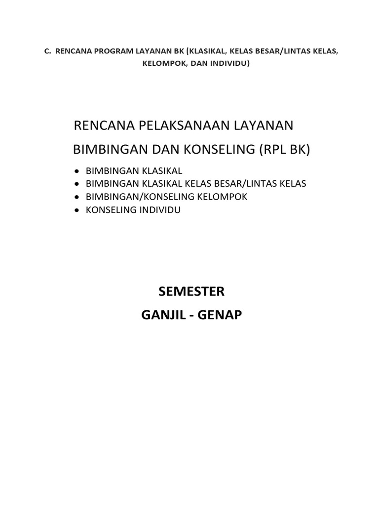 Contoh Program BK SMK Sesuai Pop BK Kelas 11 | PDF