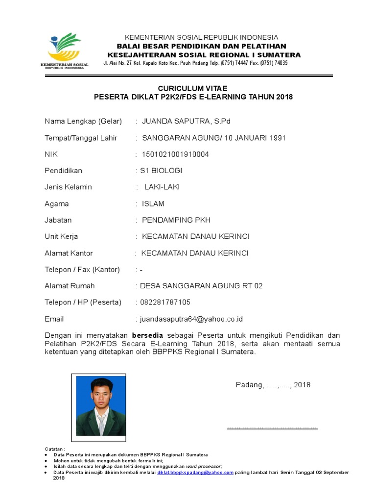 Form CV Peserta Juanda | PDF
