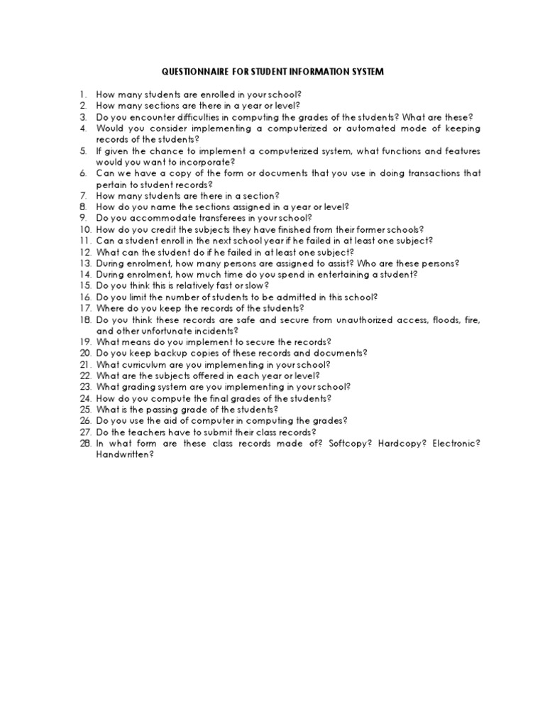 Standard Questionnaire For SAD | PDF | Inventory | Payroll