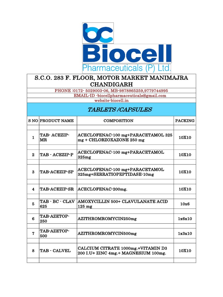 BIOCELL Product List | PDF | Rtt | Pharmacology