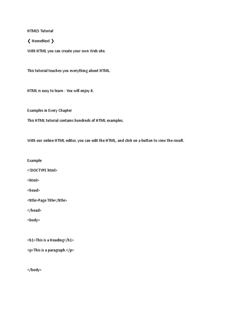 Html5 Tutorial Pdf Html Element Html5 1237