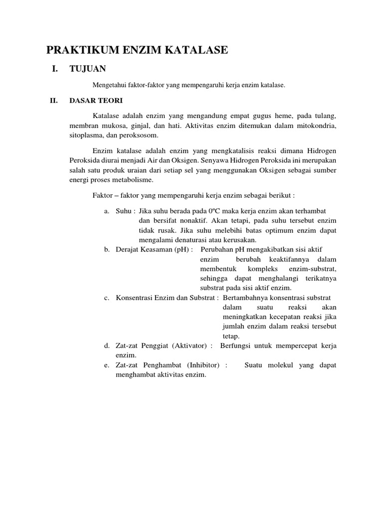 Laporan Praktikum Enzim Katalase | PDF