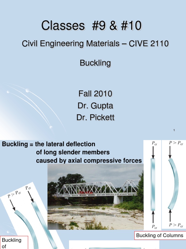 Class 9 and 10 CIVE 2110 Buckling | PDF | Buckling | Column