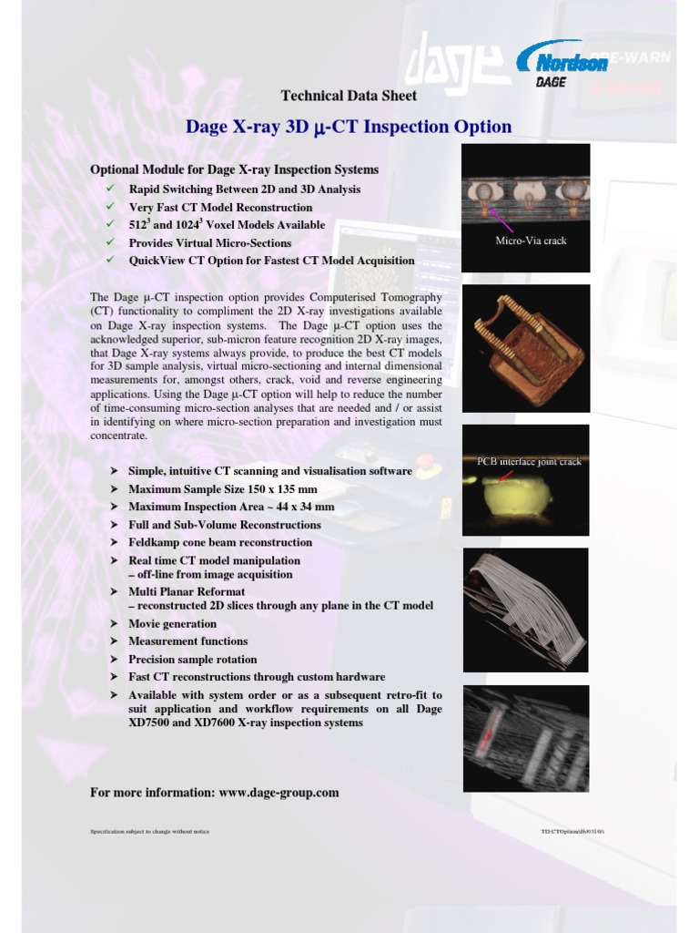 Dage X-ray 3D CT Inspection Option | PDF | Ct Scan | Imaging
