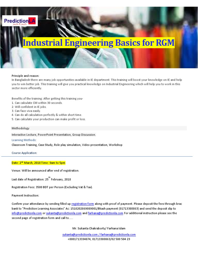Training On Industrial Engineering Basics For RMG | PDF | Engineering ...