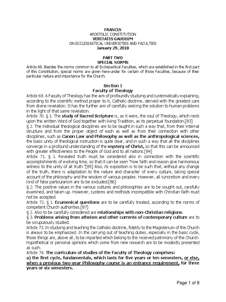 Veritatis Gaudium | PDF | Theology | Revelation