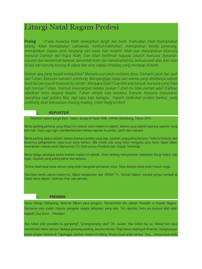 Liturgi Natal Ragam Profesi | PDF