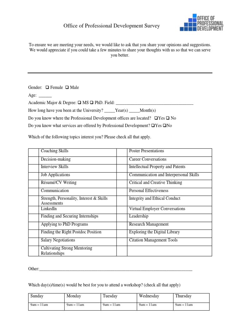 PD Student Survey Edited | PDF | Mentorship | Psychology