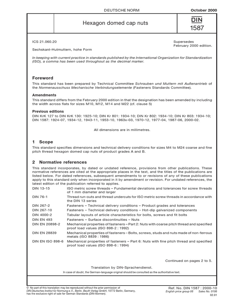 Din 1587 2000 | Screw | Galvanization