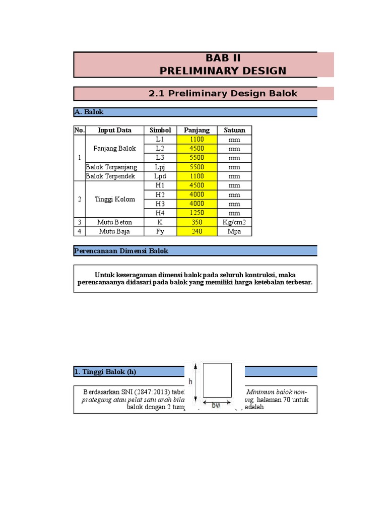 Preliminary Design of Balok Dimensions | PDF