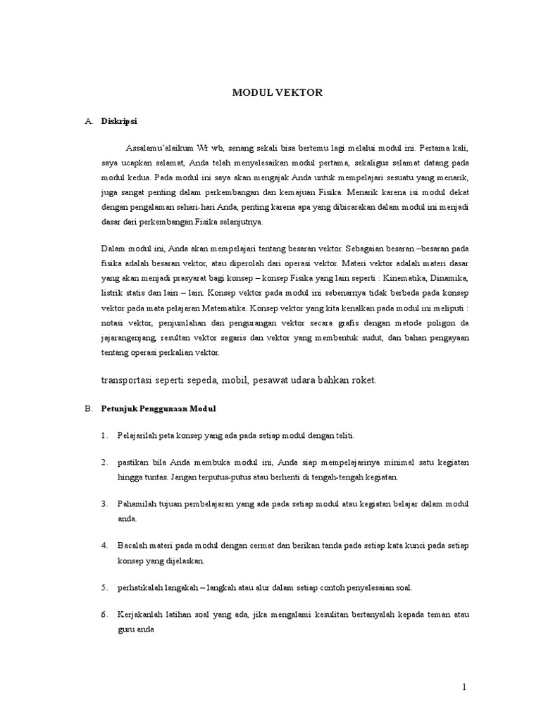 Modul Vektor: Dasar Fisika dan Operasi | PDF | Komputer
