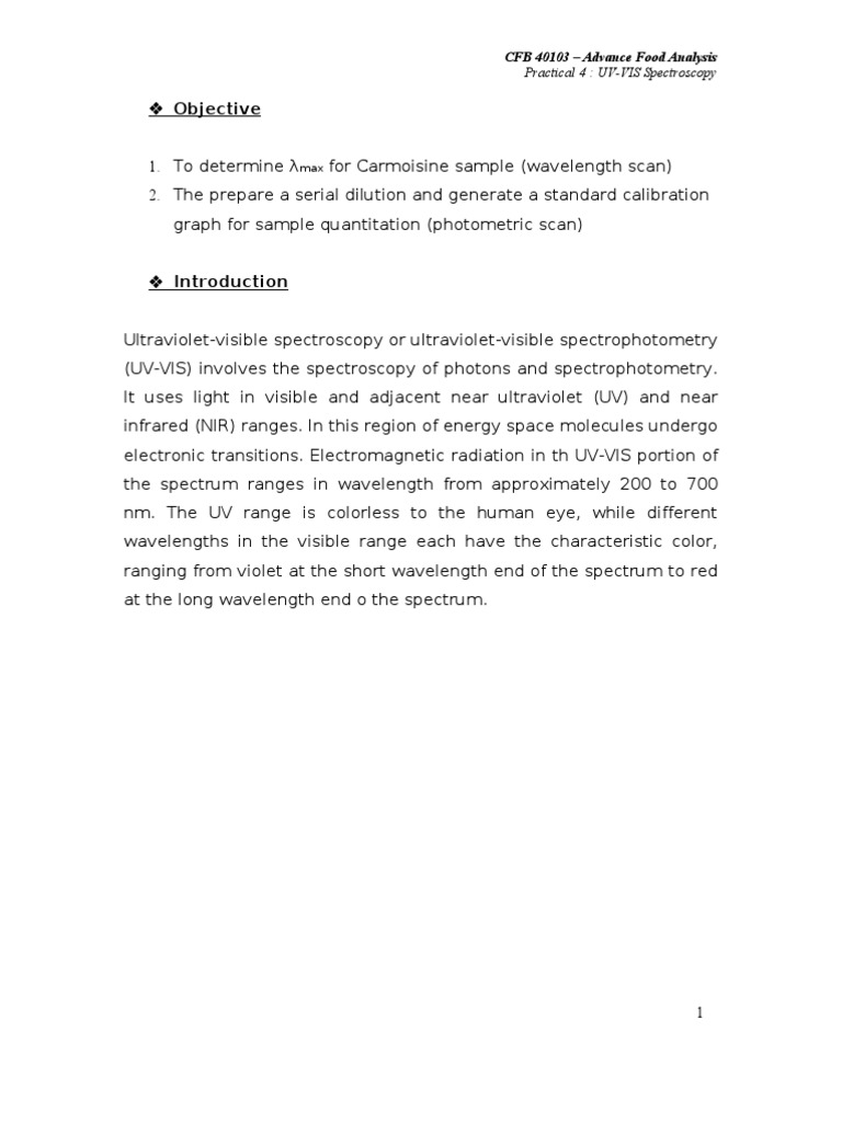 Report UV-VIS Yaya | PDF | Ultraviolet–Visible Spectroscopy ...