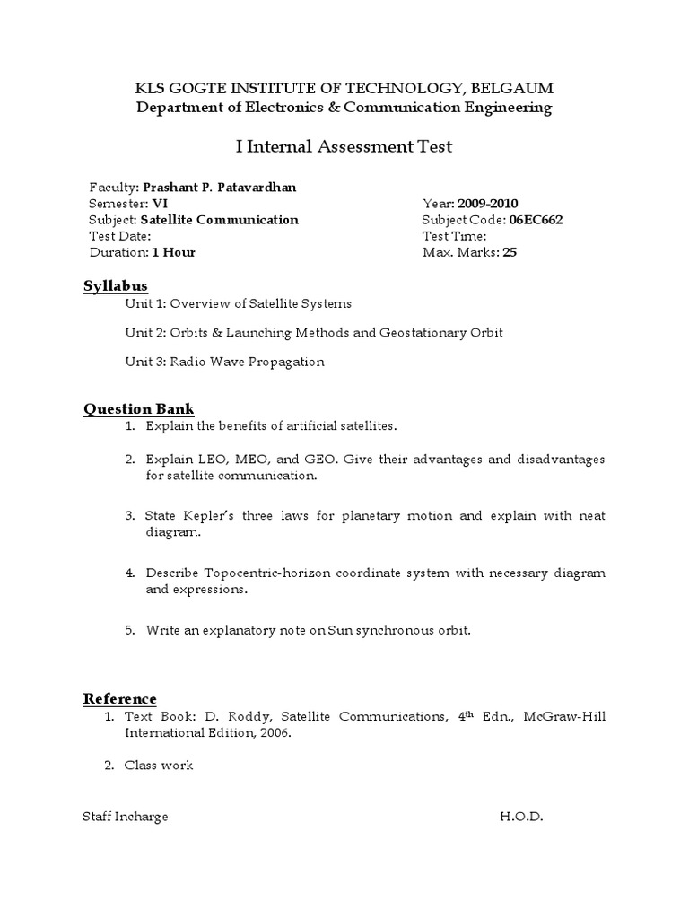I Internal Assessment Test | PDF