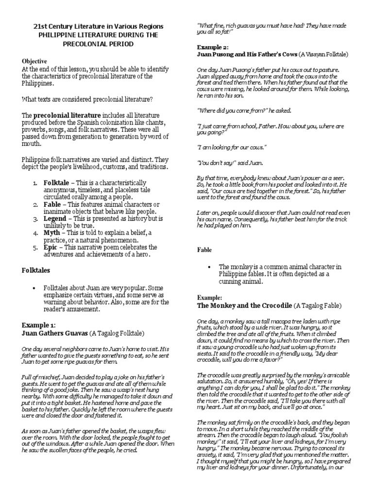 Philippine Literature During The Pre Colonial Period | PDF