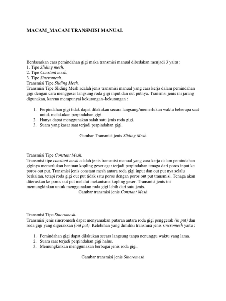 Transmisi Manual 1 | PDF