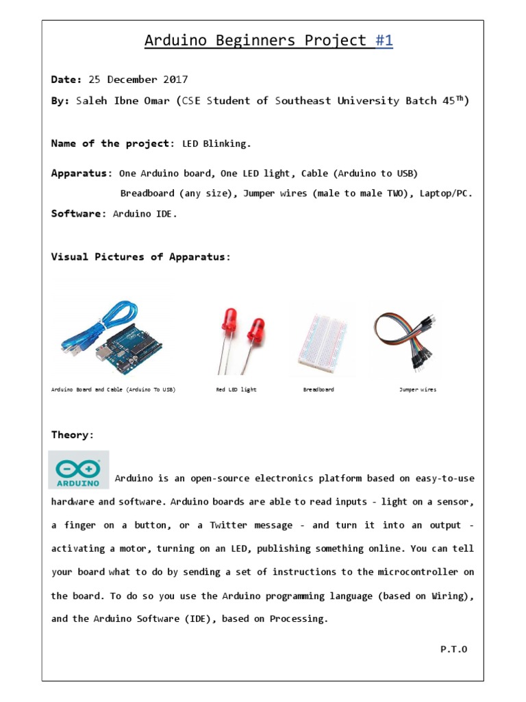 LED Blinking Light Arduino Project For Begineers | PDF | Arduino ...