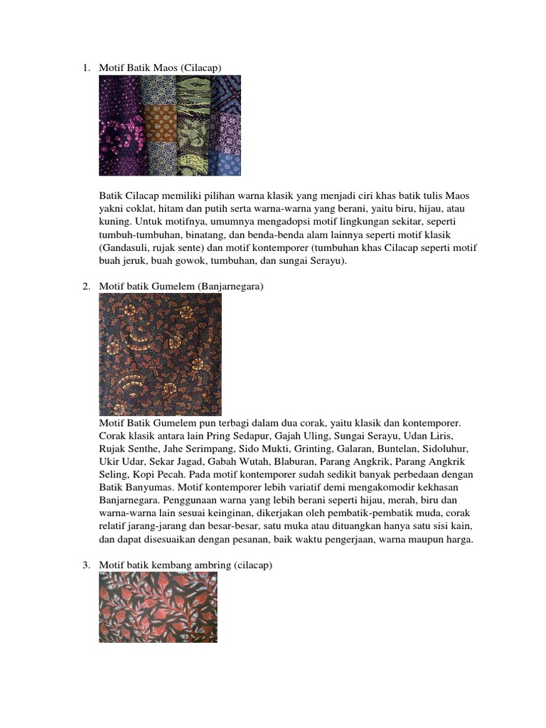 Motif Batik Gumelem dan Khas Cilacap | PDF