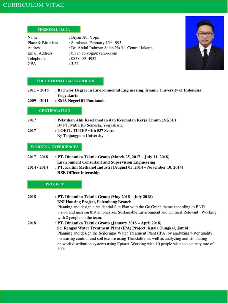 CV Biyan Abi Yoga | PDF | Tangki Septik | Teknologi Lingkungan