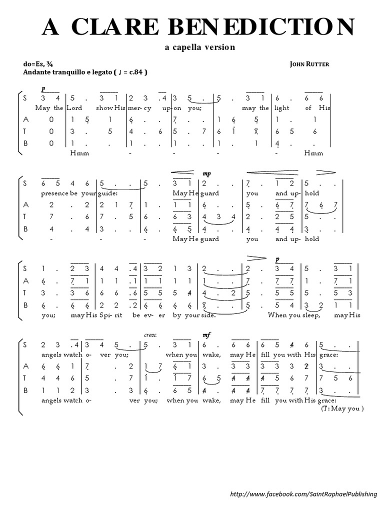 A Clare Benediction Gubahan John Rutter Versi Acapella PDF | PDF ...