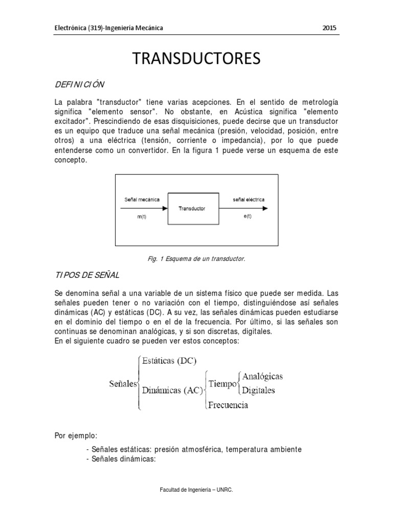 Definición y Tipos de Transductores | PDF | Acelerómetro | Radiación ...