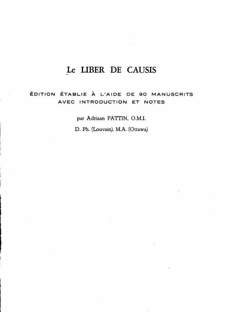 Analyse du Liber de Causis | PDF | Philosophie médiévale | Aristote