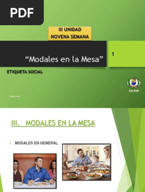 Hojas De Trabajo Sobre Modales En La Mesa Para Niños
