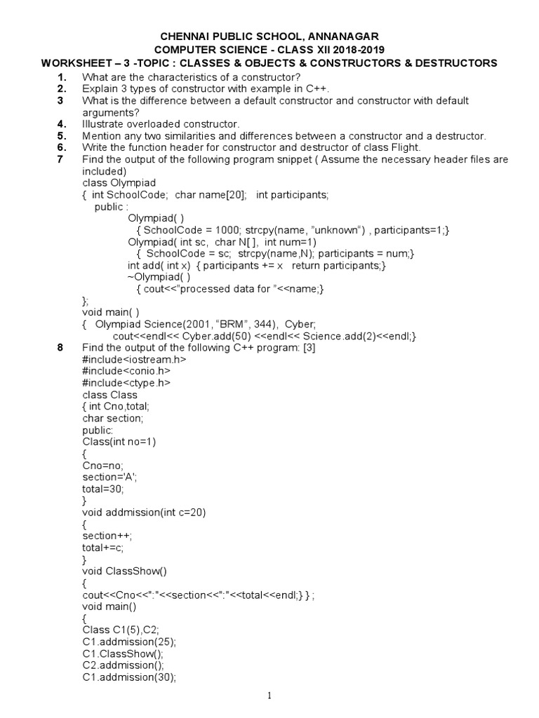 Classesandobjects Constructors Pdf Constructor Object Oriented Programming Programming