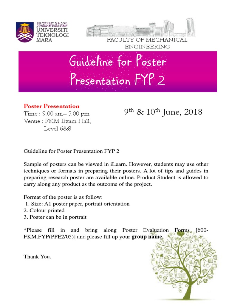 FYP 2 Poster Presentation Guidelines | PDF | Thesis | Behavior Modification