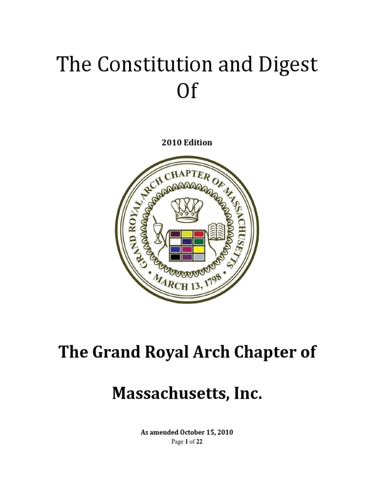The Constitution and Digest Of: The Grand Royal Arch Chapter of ...