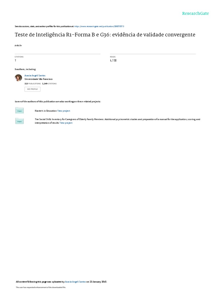 Teste de Inteligencia R1-Forma B e G36 Evidencia D PDF | PDF ...
