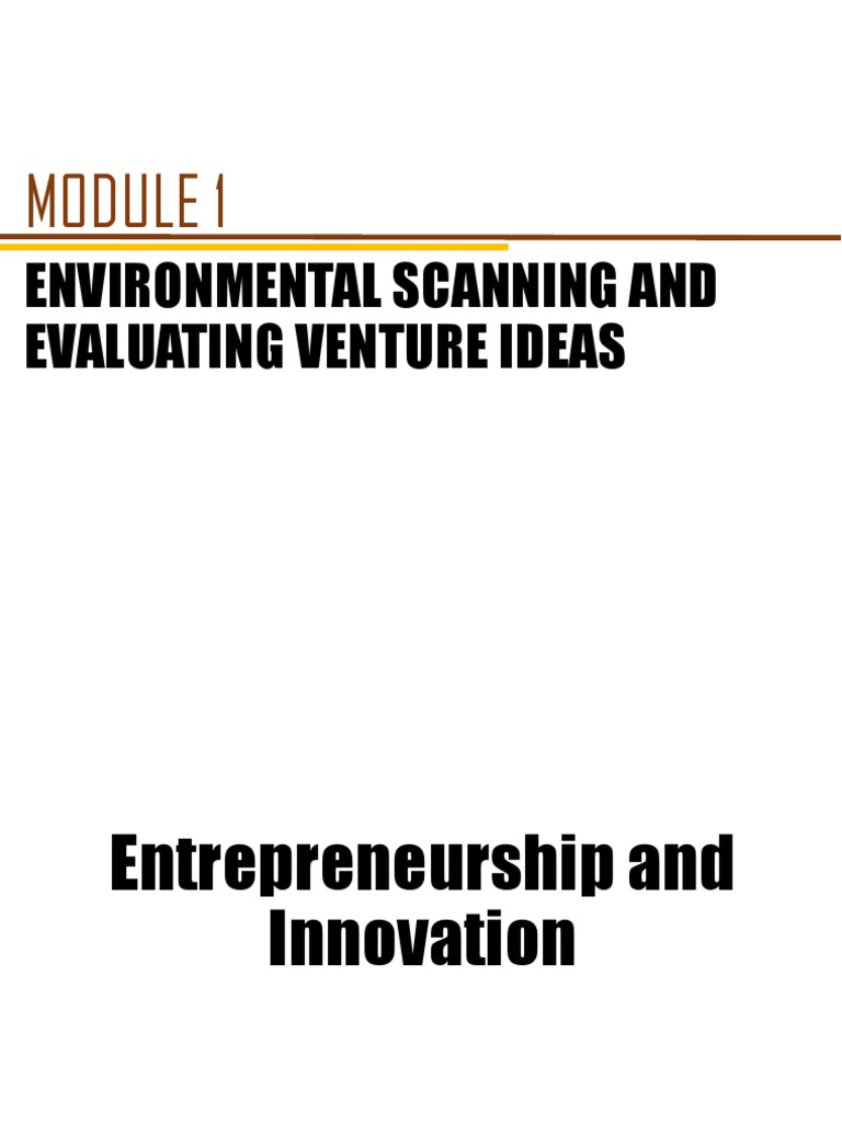 Environmental Scanning and Evaluating Venture Ideas | PDF ...