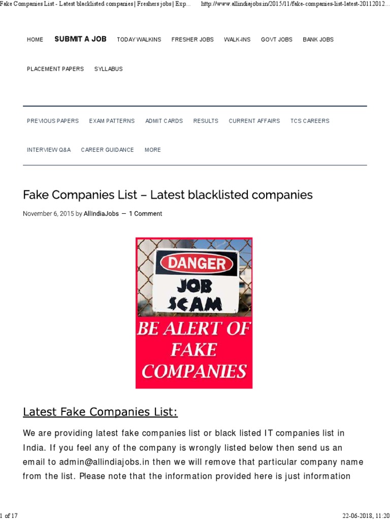 Fake Companies List | PDF | Engineering | Computing