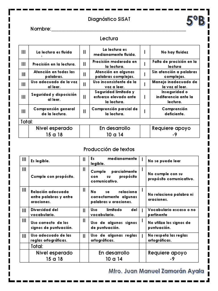 Formato de Sisat Evaluar | PDF | Lectura (proceso) | Ciencia cognitiva