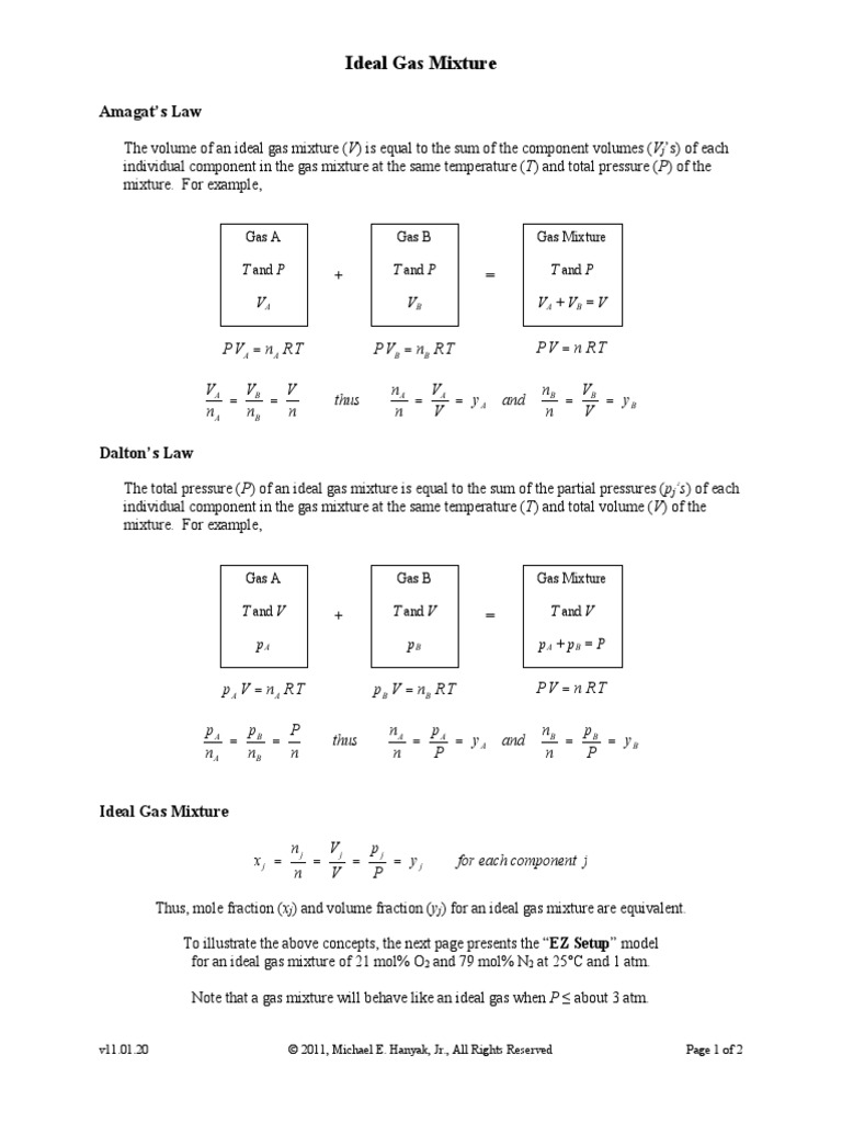 Amagat's Law | Download Free PDF | Gases | Mole (Unit)
