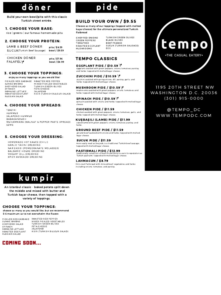 Tempo Menu | PDF | Turkish Cuisine | Salad