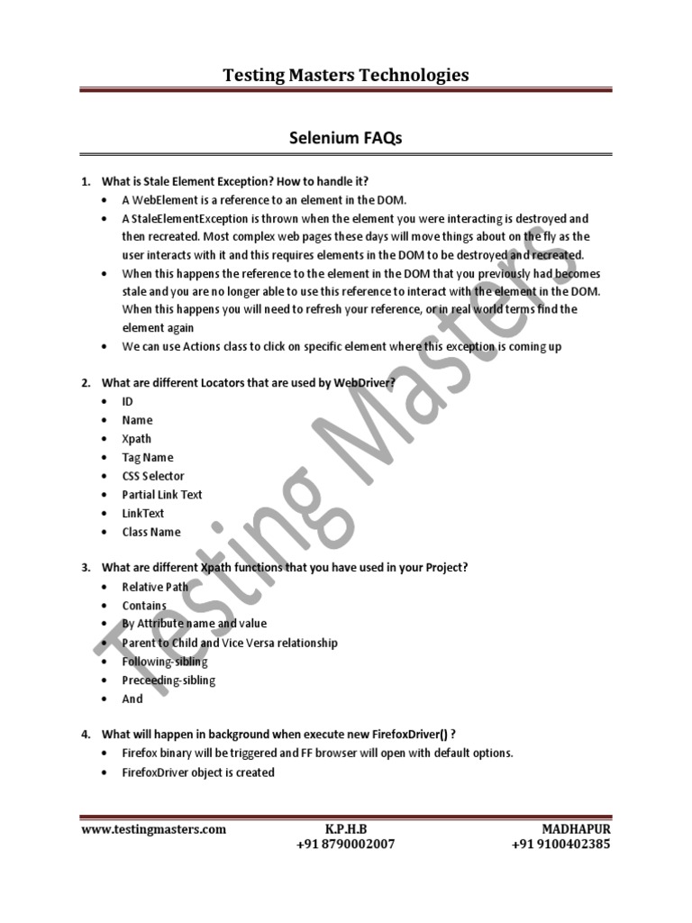 Selenium-FAQs TM PDF | PDF | Hyperlink | Selenium (Software)