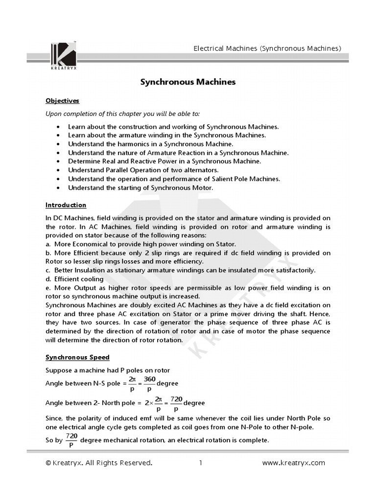 Synchronous Machine Theory | PDF