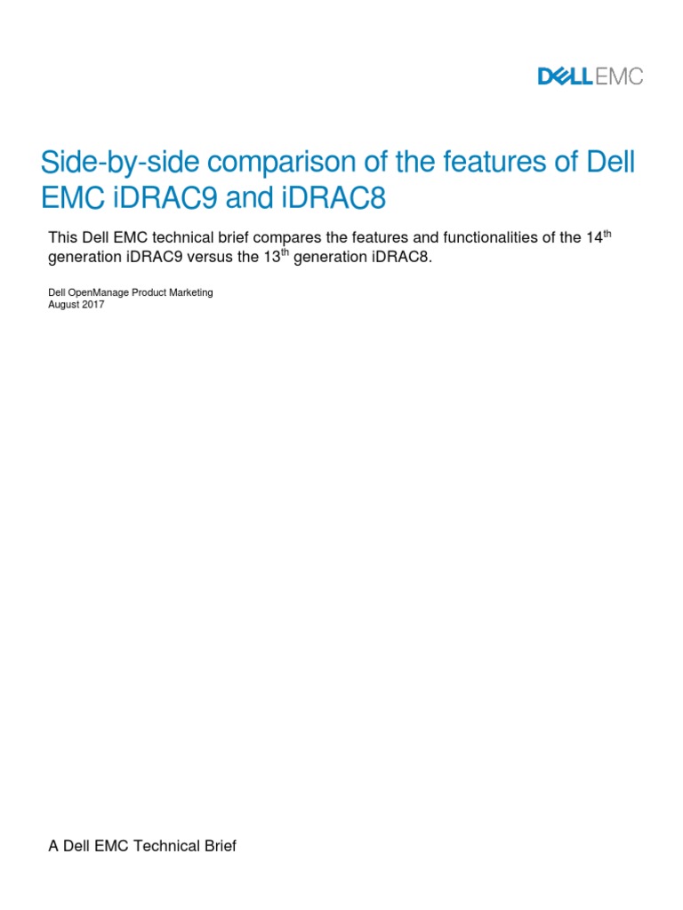 Comparison of The Features of Dell EMC IDRAC9 and IDRAC8 | PDF | Dell ...